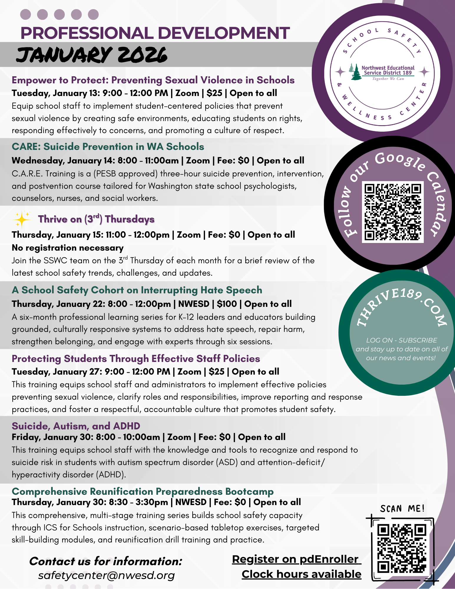 January Training Events from the SSWC: Something for Everyone! – Thrive ...